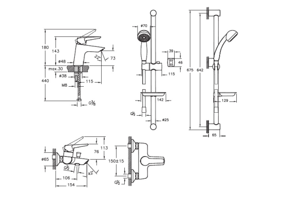 Набор смесителей Vitra Solid S A49227EXP купить по цене 0 рублей в интернет магазине Реал Керамика